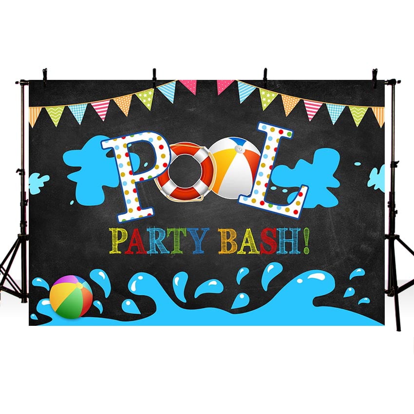 Happy Birthday Backdrop Children Pool Party Photographic Picture ...