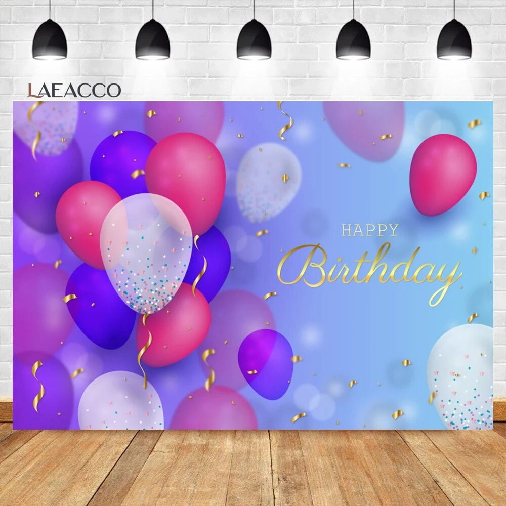 Happy Birthday Backdrop Colorful Balloons Stars Graffiti Kid Baby ...