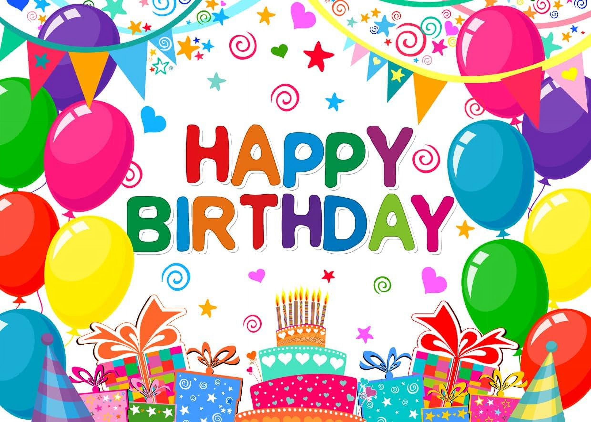 Happy Birthday Backdrop Colorful Birthday Banner Backdrop for Kids ...