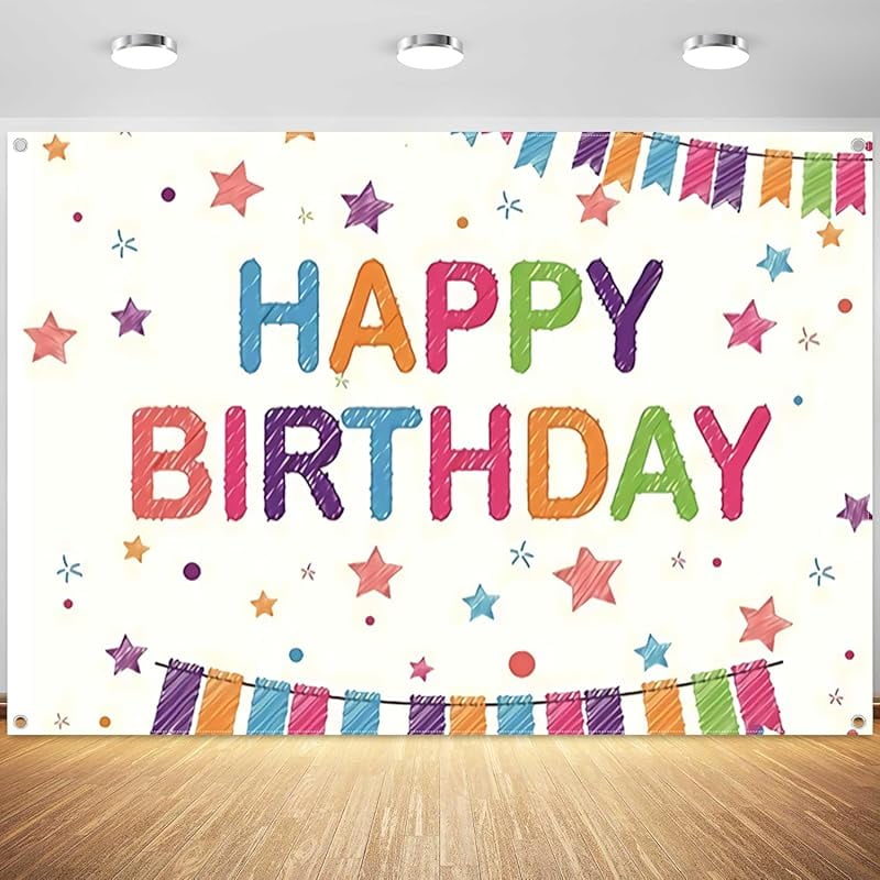 Happy Birthday Backdrop Colorful Painting Photography Background Kids ...