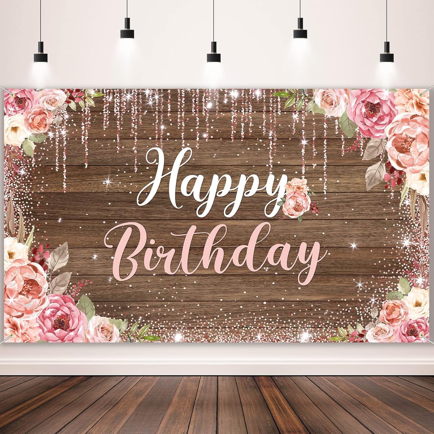 Happy Birthday Backdrop Decorations for Women Background Party Supplies ...