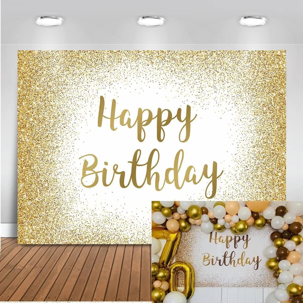 Happy Birthday Backdrop Gold Birthday Photo Backdrops for Women Men ...