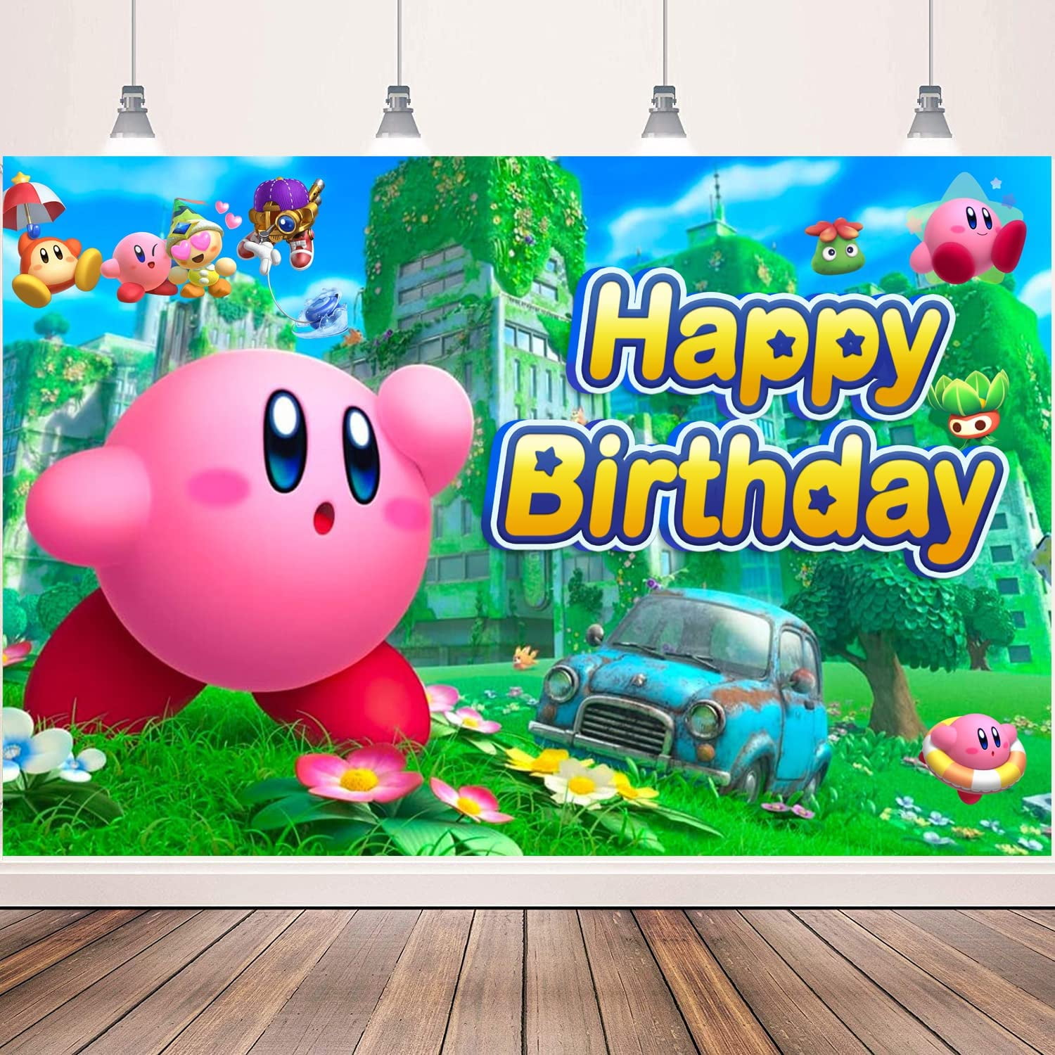 Happy Birthday Backdrop for Kirby, Birthday Party Decorations Party ...