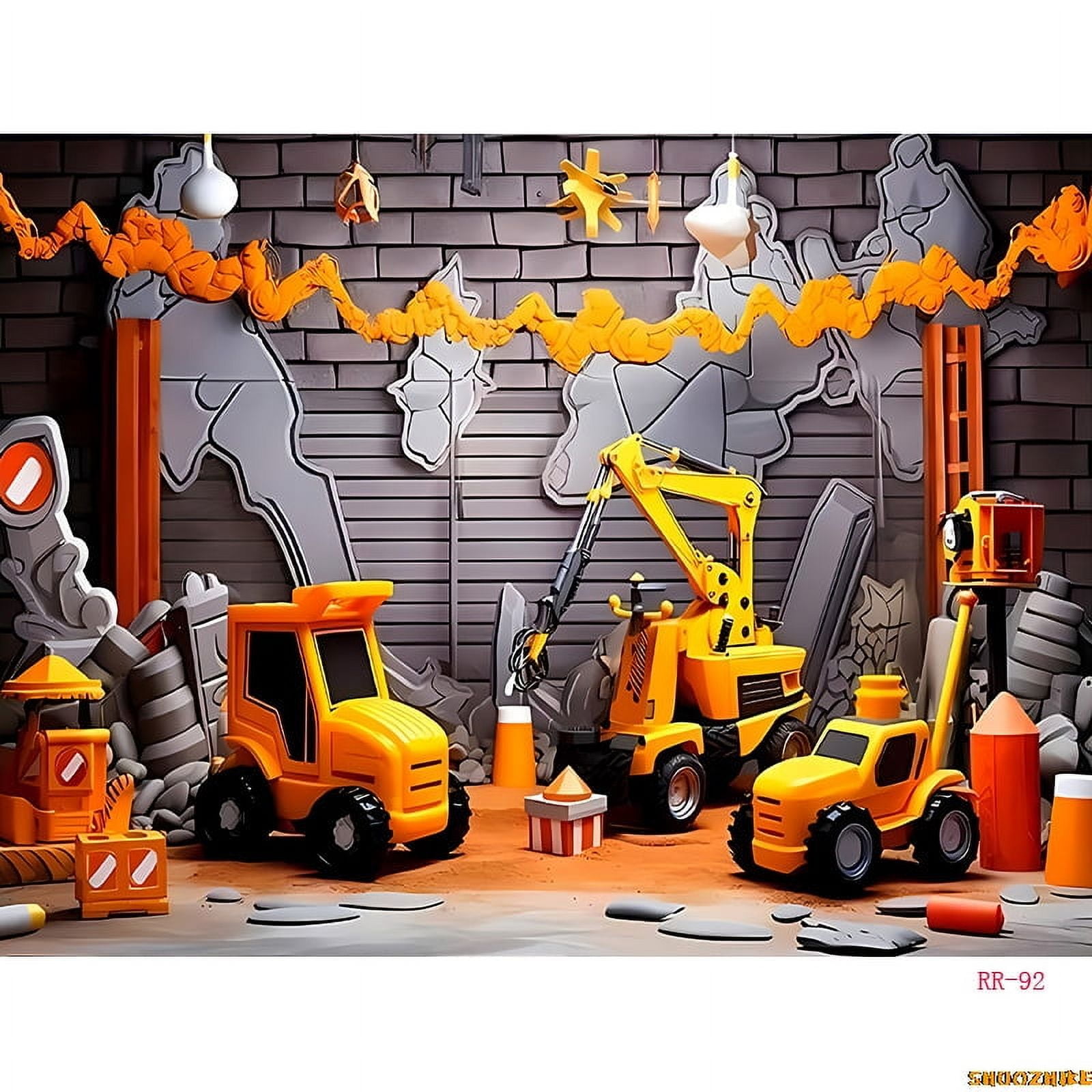 Happy Birthday Backdrop Neon Glow Party Brick Wall Splatter Graffiti ...