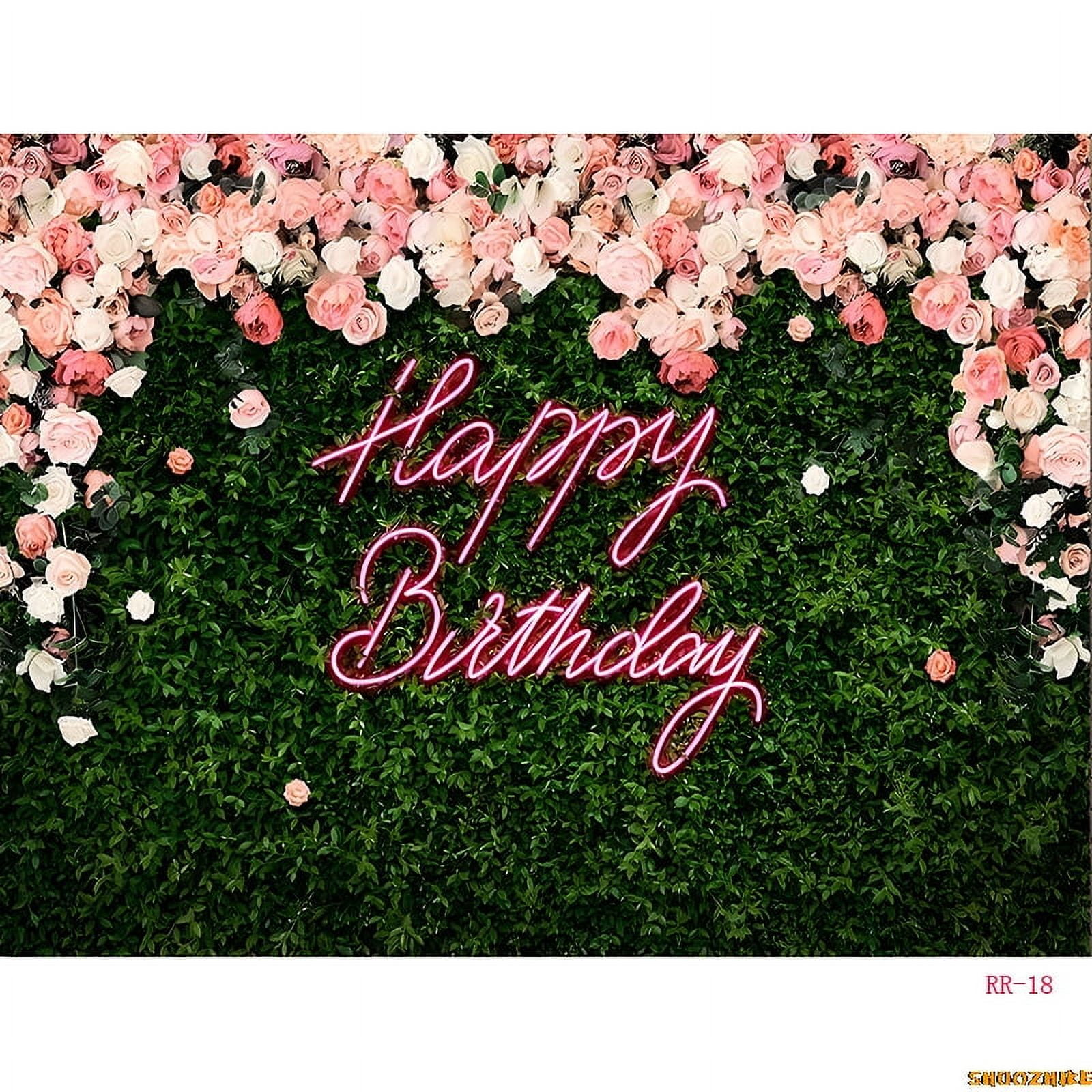 Happy Birthday Backdrop Neon Glow Party Brick Wall Splatter Graffiti ...
