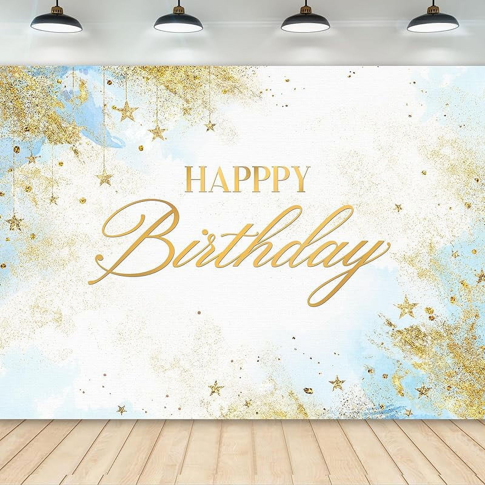 Happy Birthday Backdrop Photography for Girls Teal Blue Watercolor ...