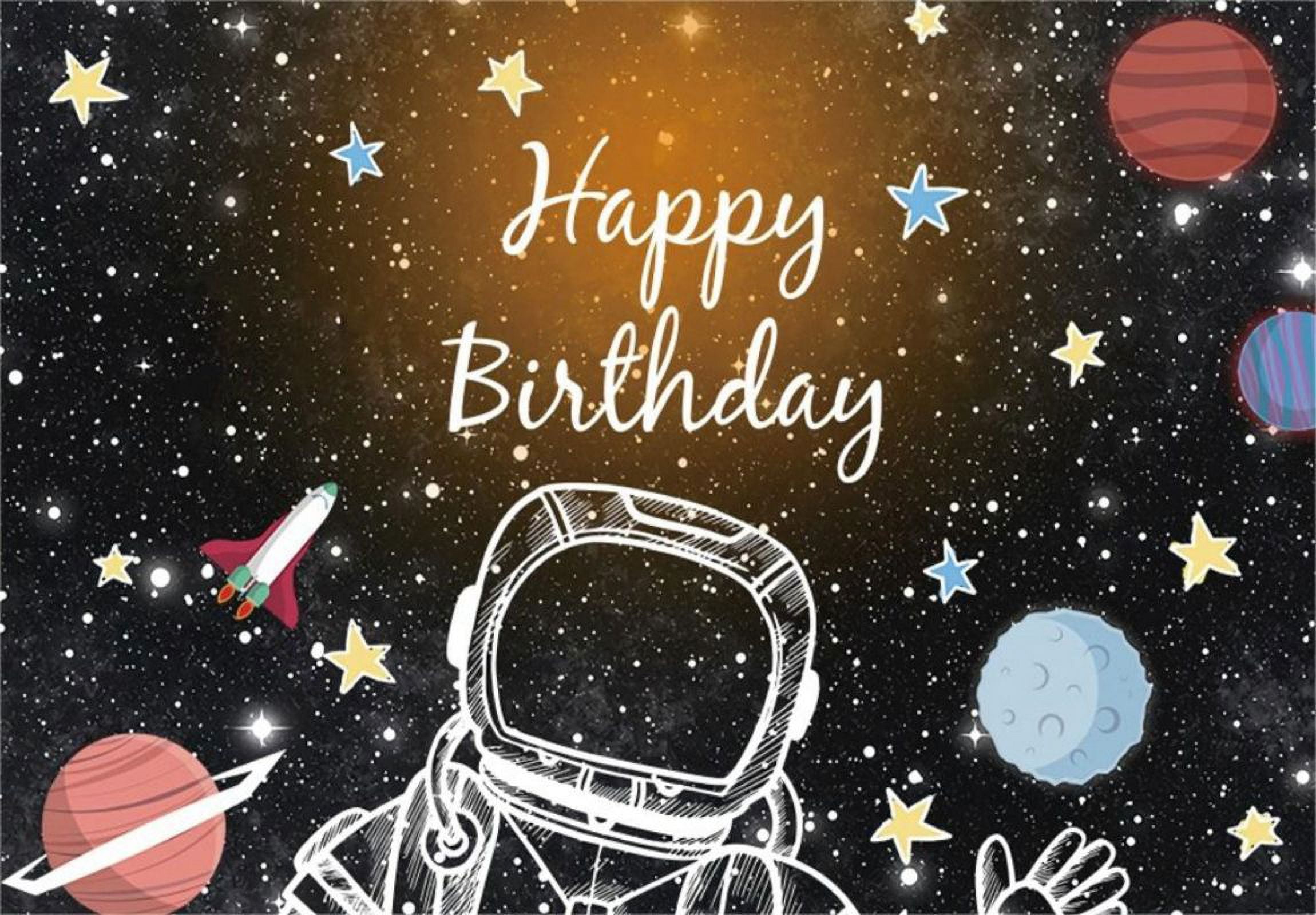 Happy Birthday Backdrop Star Astronaut Newborn Baby Shower Boy Party ...