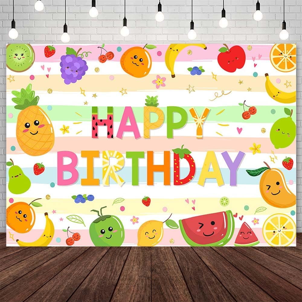 Happy Birthday Backdrop Summer Fruit Theme Birthday Photography ...