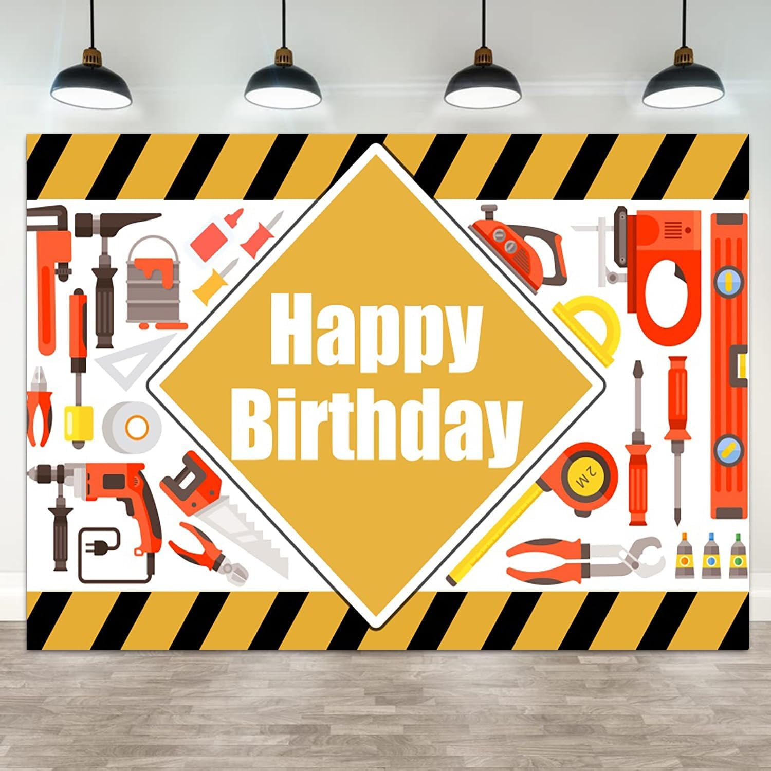 Happy Birthday Backdrop Tools Theme Photography Background Construction ...
