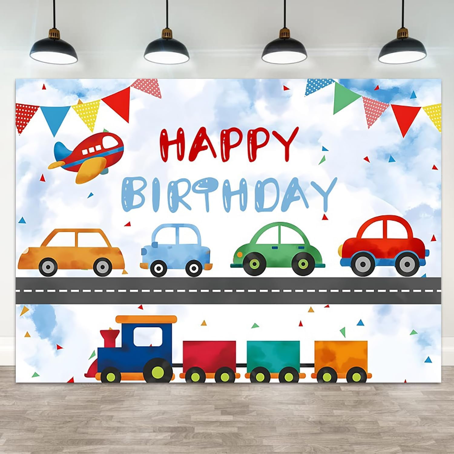 Happy Birthday Backdrop Transportation Theme Photography Background ...