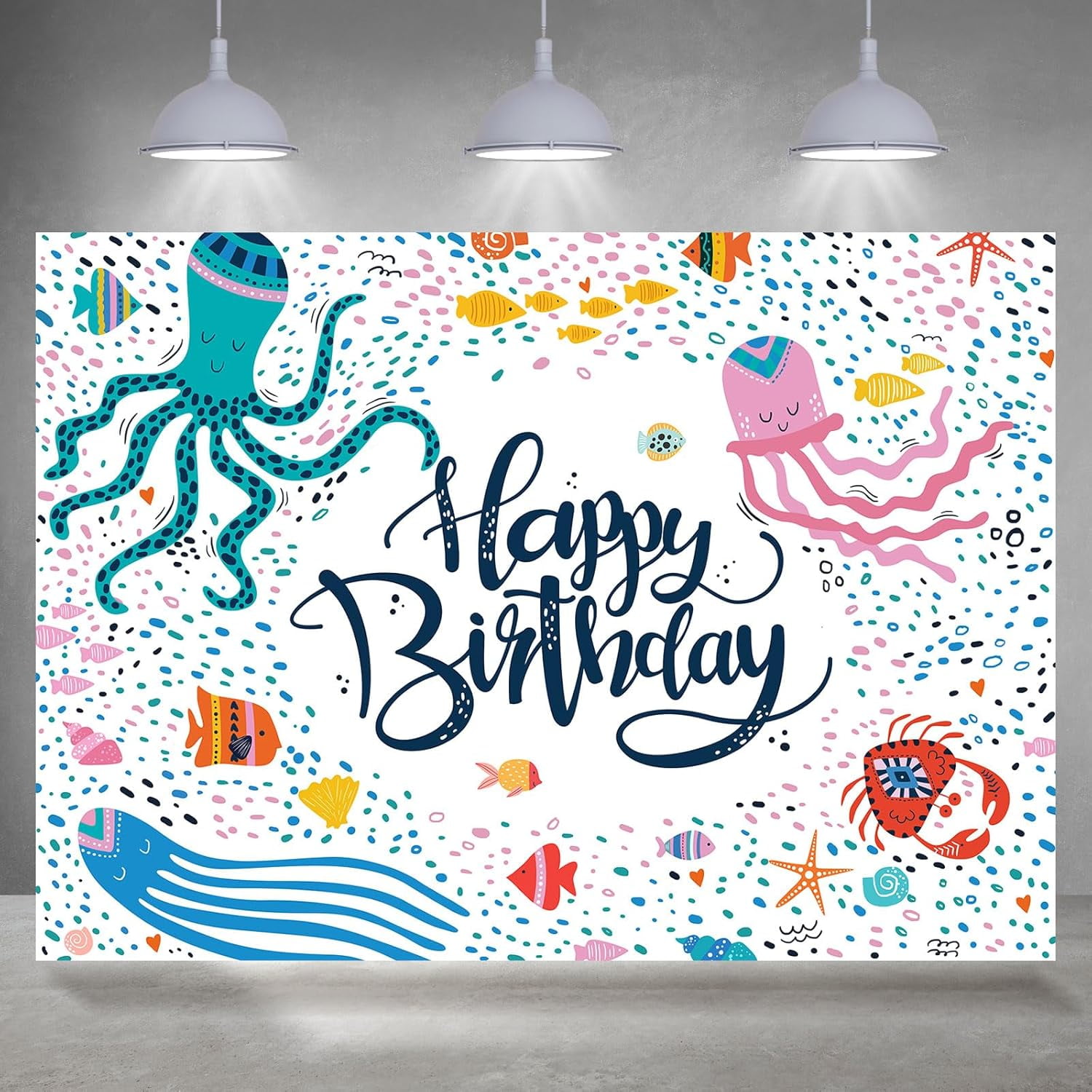Happy Birthday Backdrop Under The Sea Ocean Theme Birthday Underwater ...