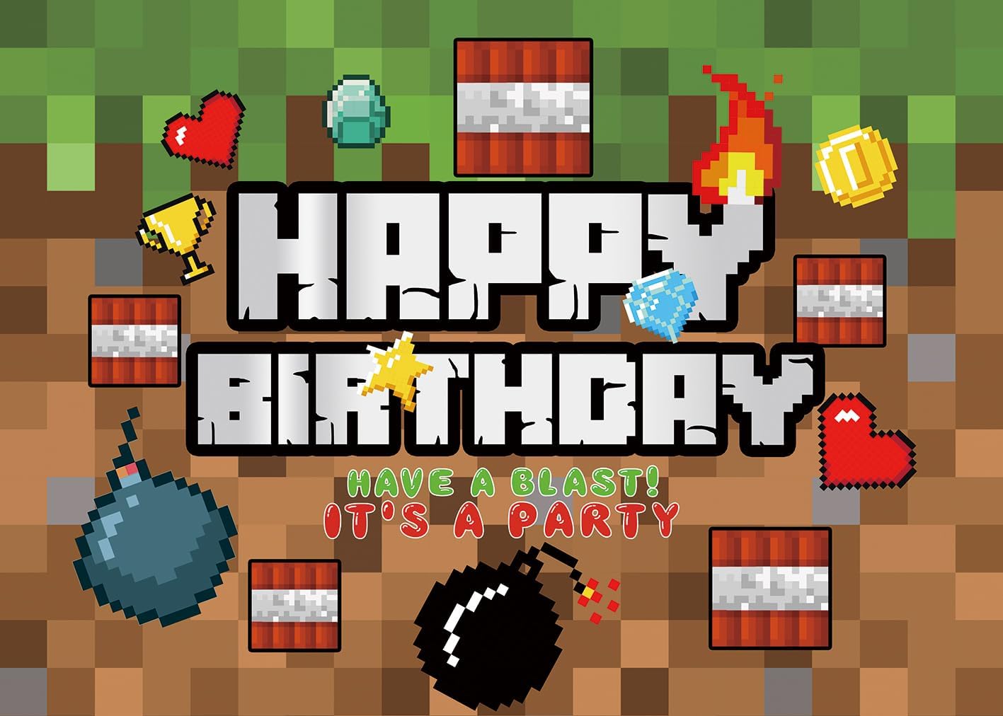 Happy Birthday Backdrop Video Game Themed Party Photography Background ...