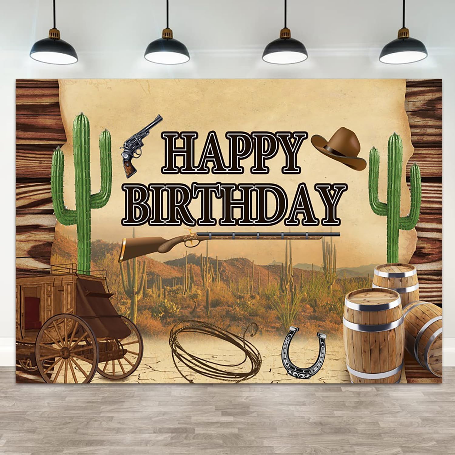 Happy Birthday Backdrop Western Cowboy Mountain Photography Background ...
