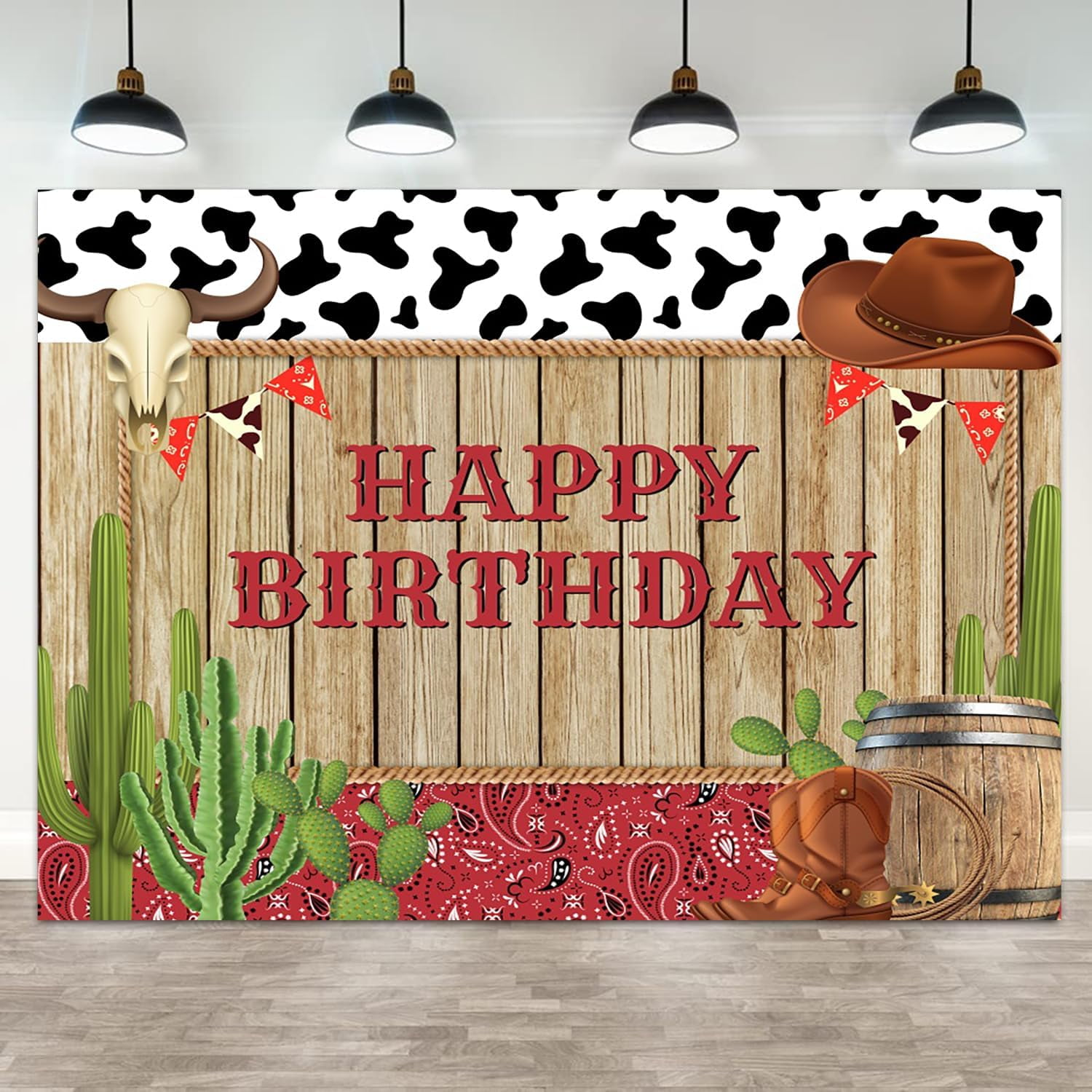 Happy Birthday Backdrop Western Cowboy Photography Background West ...