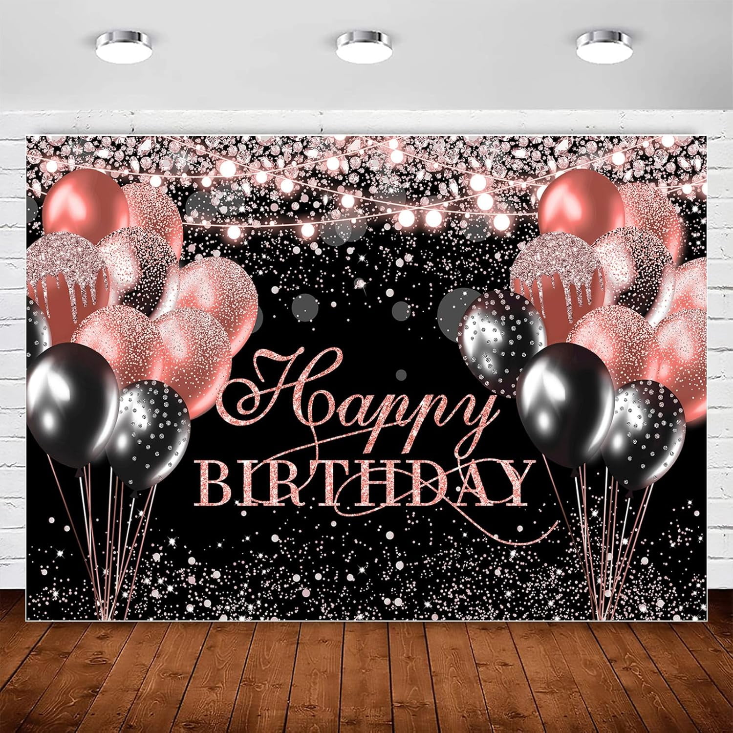 Happy Birthday Backdrop Women Rose Gold Birthday Party Decorations ...