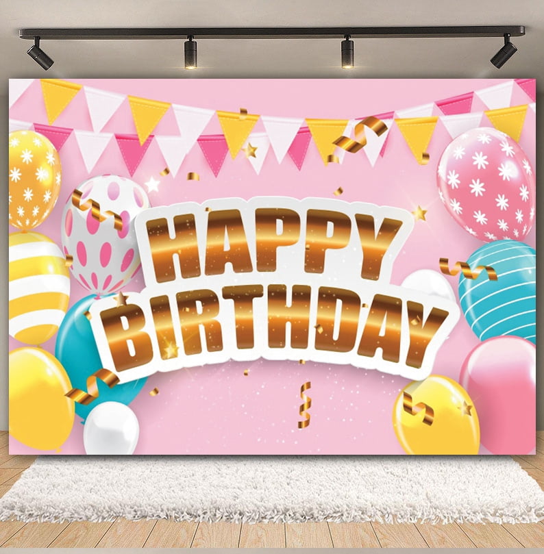 Happy Birthday Backdrop for Girl Boy Colorful Balloons Candle Baby ...