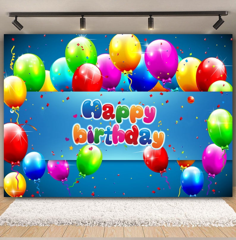 Happy Birthday Backdrop for Girl Boy Colorful Balloons Candle Baby ...