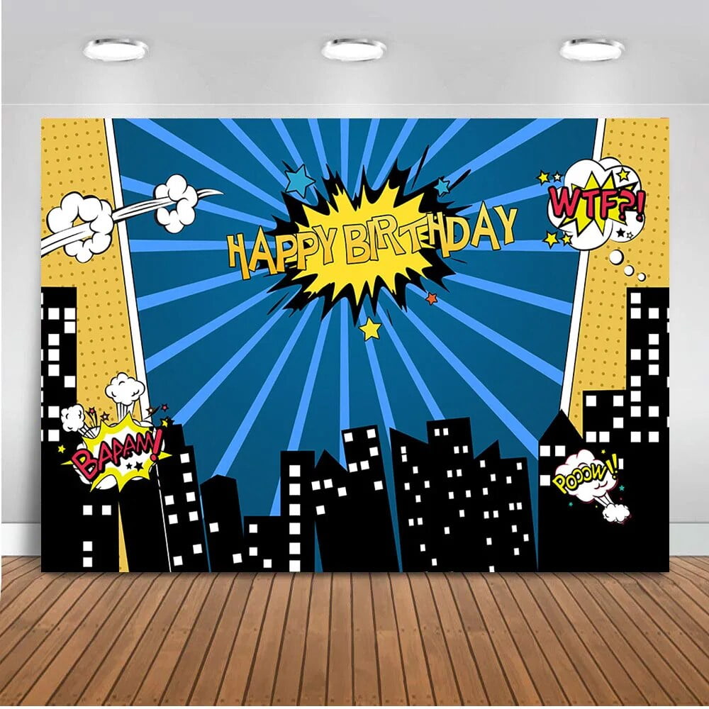 Happy Birthday Backdrop for Photography Superhero Background for Party ...