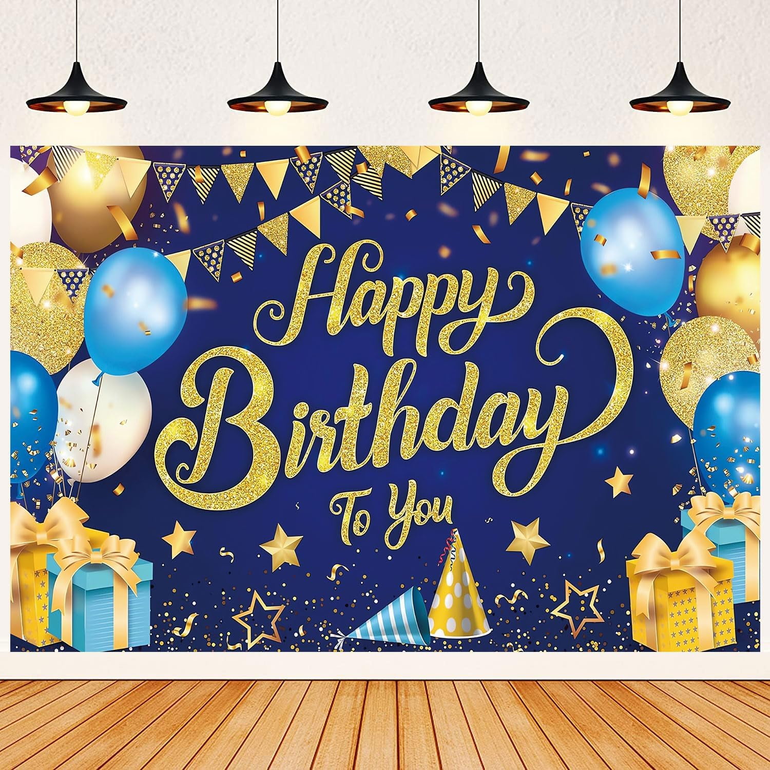 Happy Birthday Backdrops Royal Blue Large Banner Poster Sign Party ...