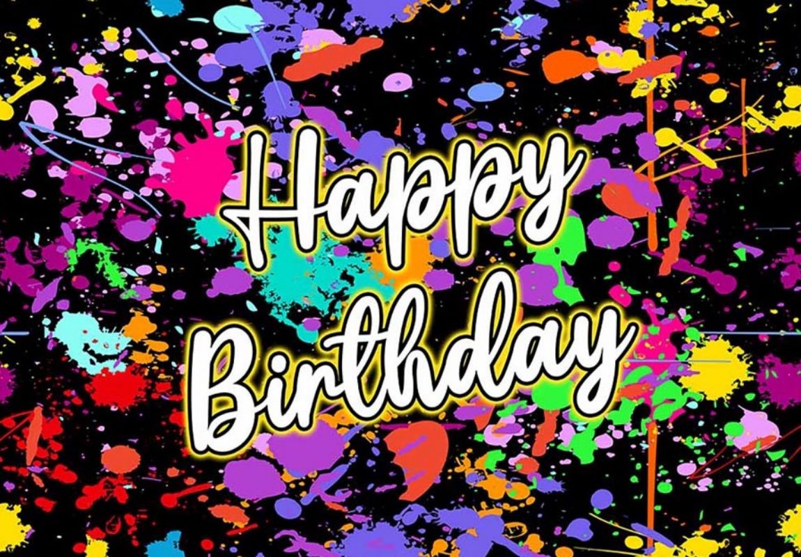 Happy Birthday Background ration Party Photo Parties Shining Neon Baby ...