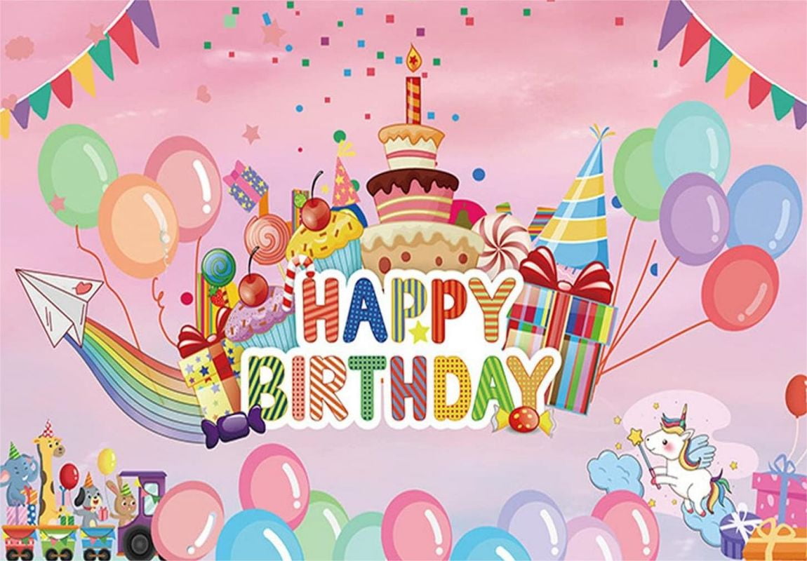 Happy Birthday Balloon Candle Backdrop Banner Party Photography ...