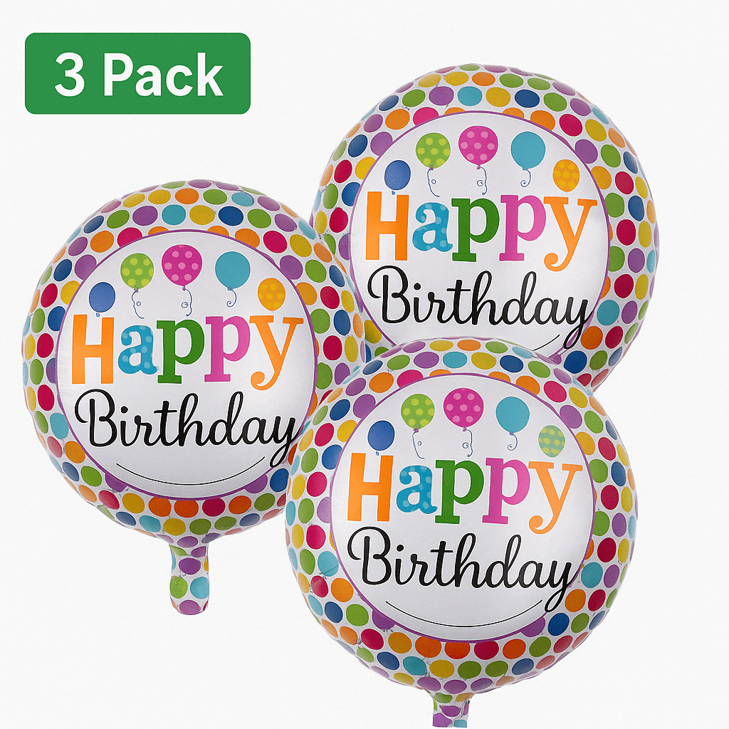Happy Birthday Balloons 3 Pack Multicolor Polka Dot Party balloons ...