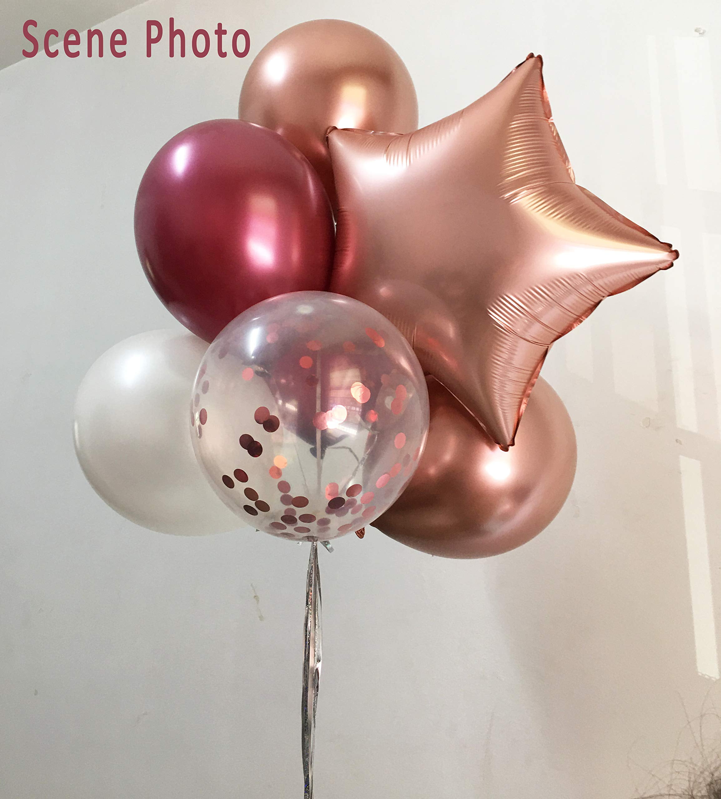 Happy Birthday Balloons AJH3 for Women - Birthday Decorations Kit Rose Gold Burgundy Foil ...