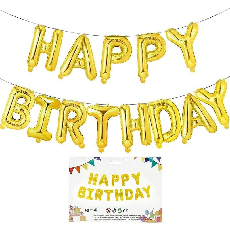 Happy Birthday Balloons Banner, Mylar Foil Letters Sign, Birthday Party ...