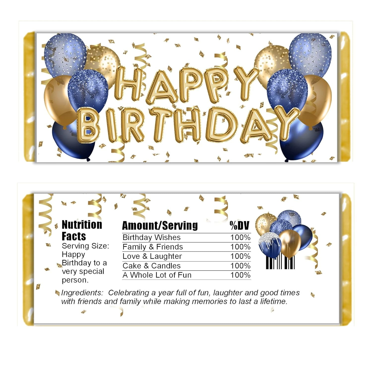 Happy Birthday Balloons Candy Bar Wrappers, Birthday Party Favors ...