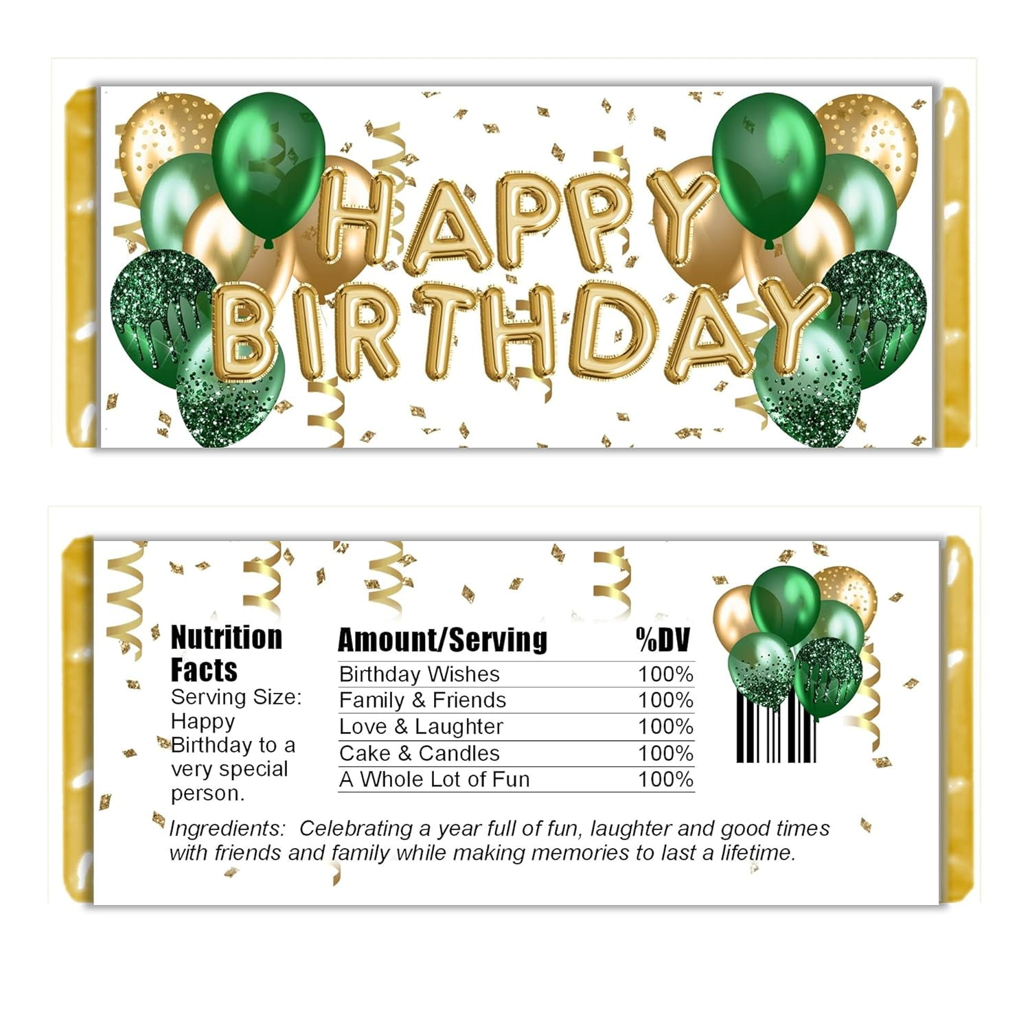 Happy Birthday Balloons Candy Bar Wrappers, Birthday Party Favors ...