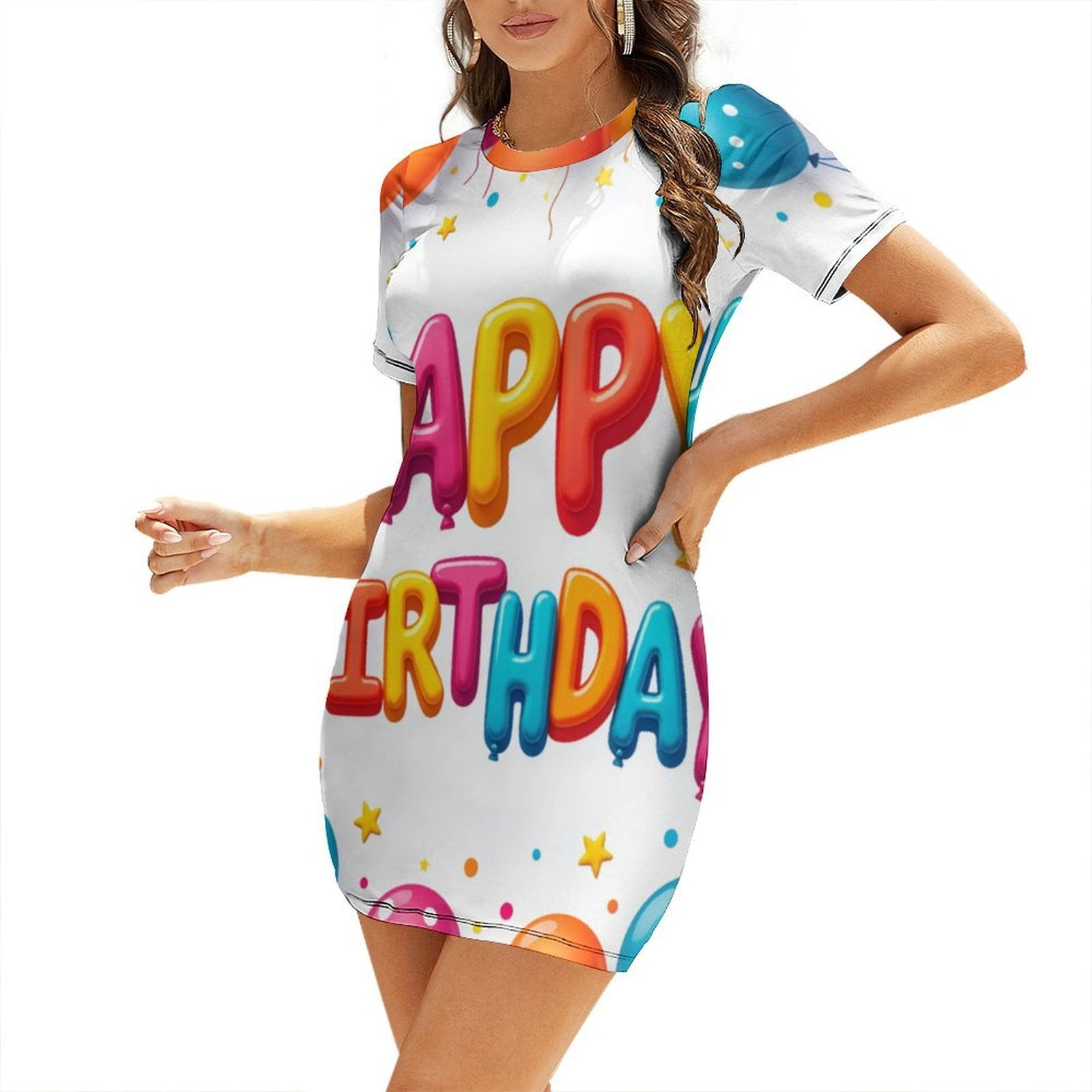 Happy Birthday Balloons Celebration Fun Summer Dresses For Women Dress ...