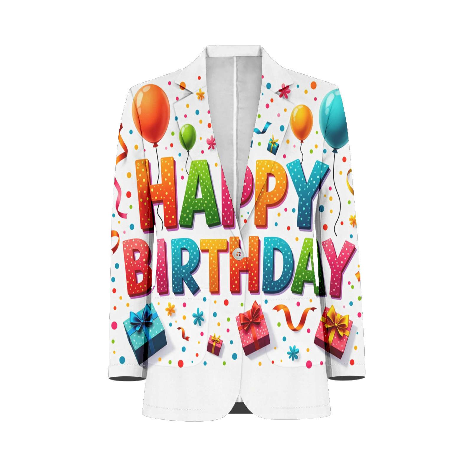 Happy Birthday Balloons Presents Celebration Mens Suits Shawl Collar ...