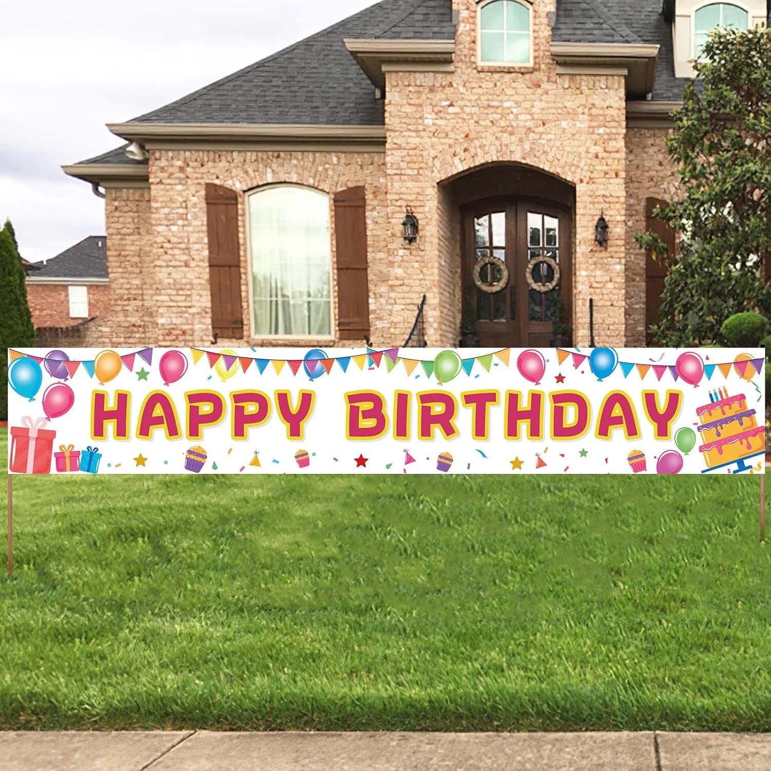 Happy Birthday Banner 118"x20" - Extra Large Reusable Yard Sign, All ...