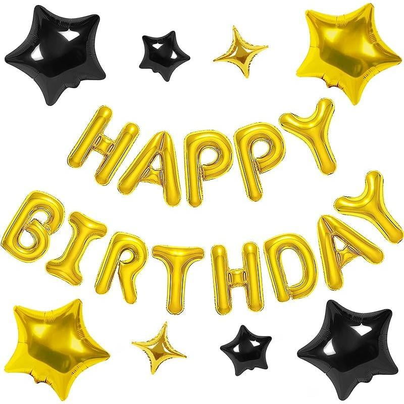 Happy Birthday Banner 13pcs 16 Inch Mylar Foil Letters Sign with 8pcs ...