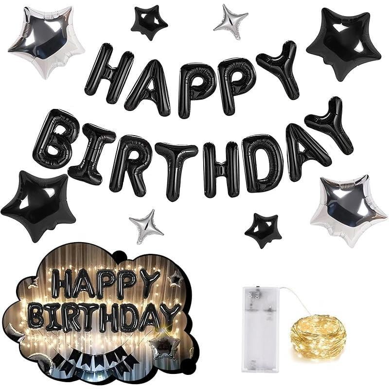 Happy Birthday Banner 13pcs 16 Inch Mylar Foil Letters Sign with 8pcs ...