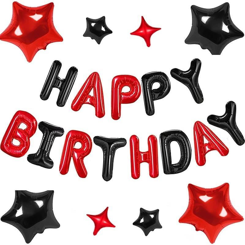 Happy Birthday Banner 13pcs 16 Inch Mylar Foil Letters Sign with 8pcs ...