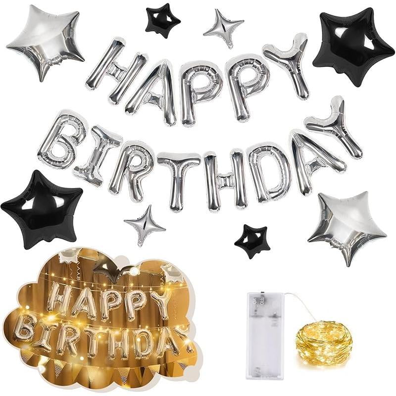 Happy Birthday Banner 13pcs 16 Inch Mylar Foil Letters Sign with 8pcs ...