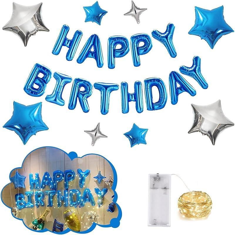 Happy Birthday Banner 13pcs 16 Inch Mylar Foil Letters Sign with 8pcs ...