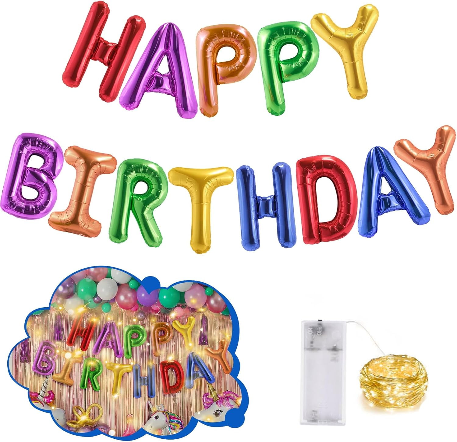 Happy Birthday Banner 13pcs 16 Inch Mylar Foil Letters Sign Balloons ...