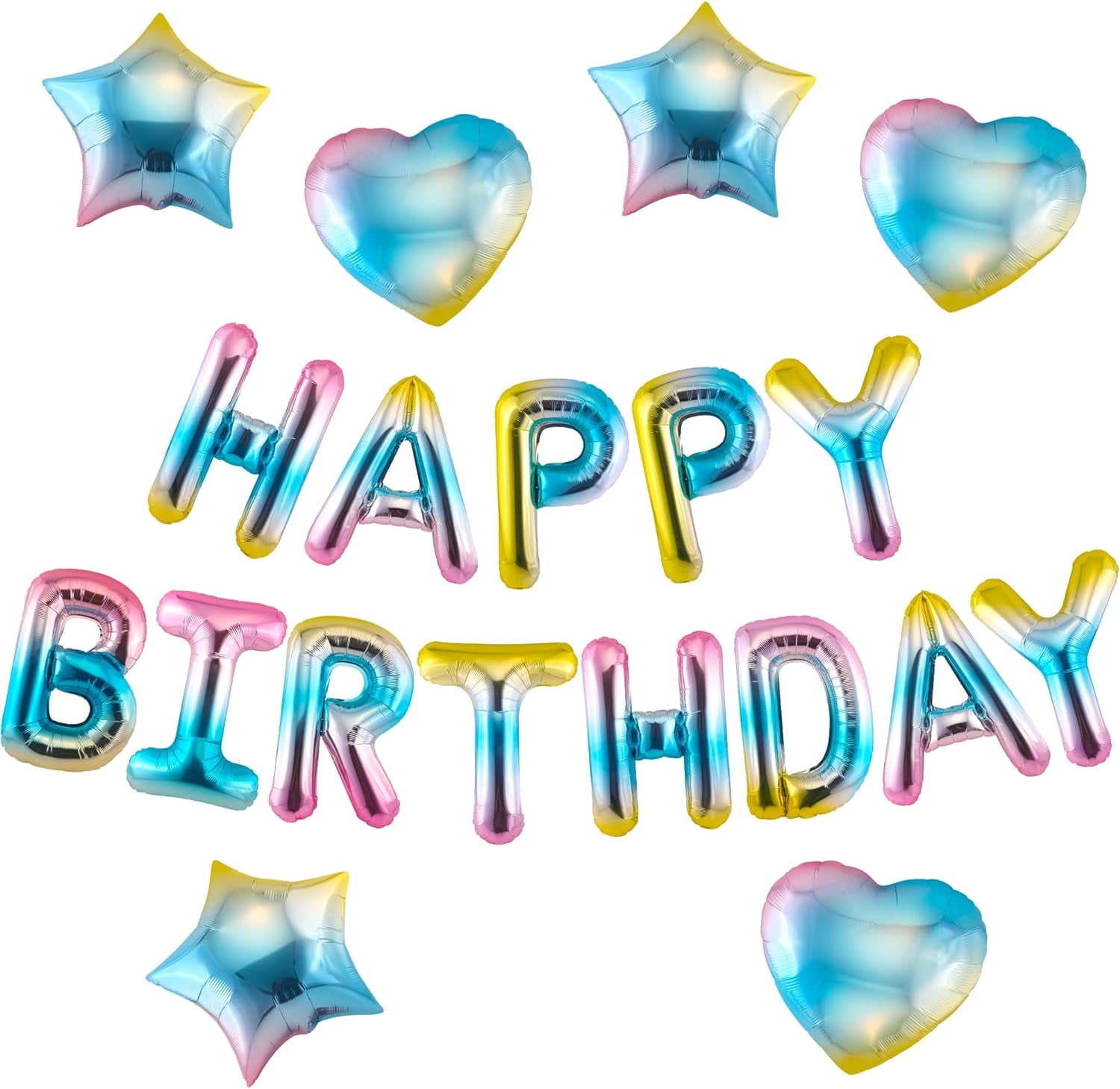 Happy Birthday Banner 13pcs 16 Inch Mylar Foil Letters with 6pcs Star ...