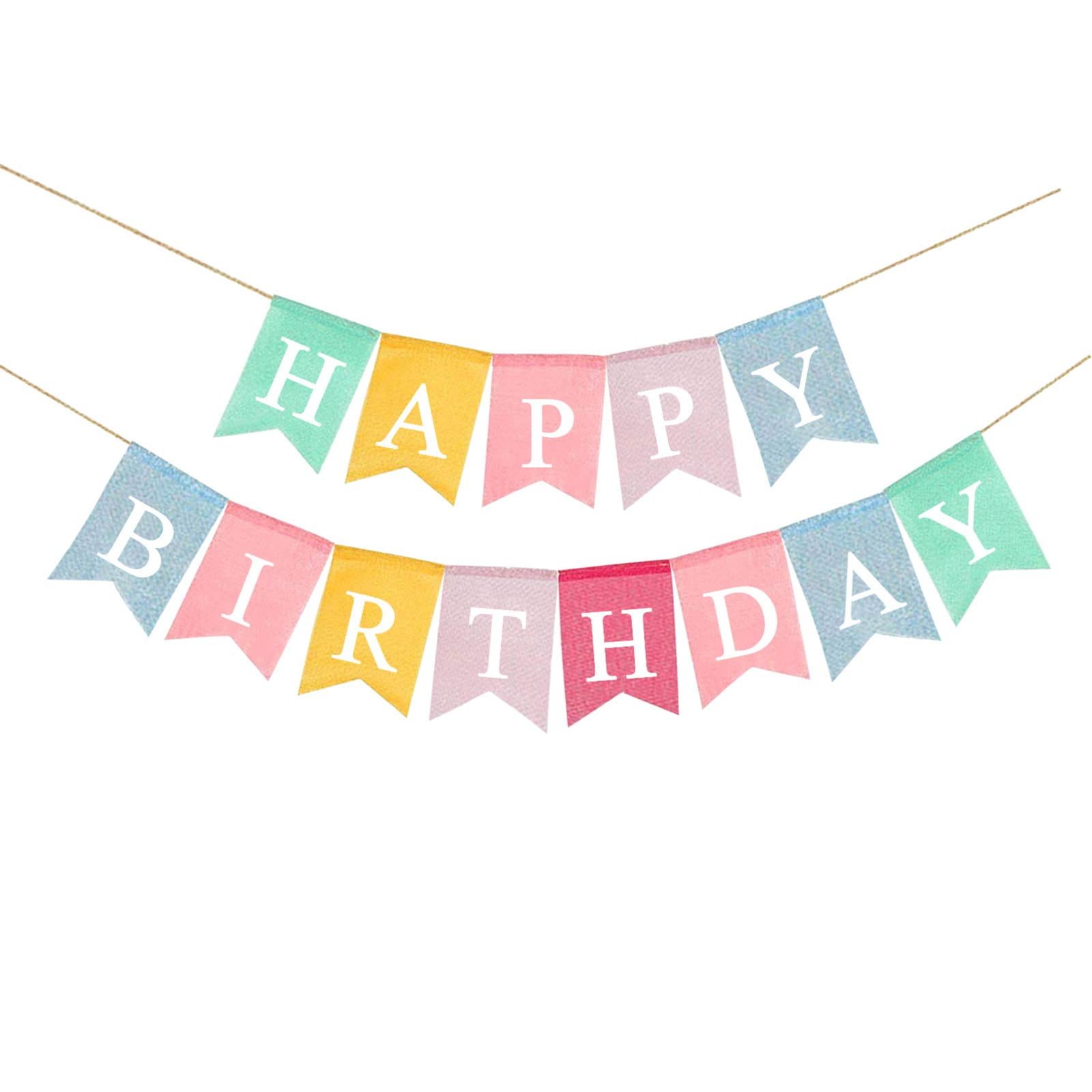 Happy Birthday Banner, Assembled STF9 Reusable Imitated Burlap Birthday ...