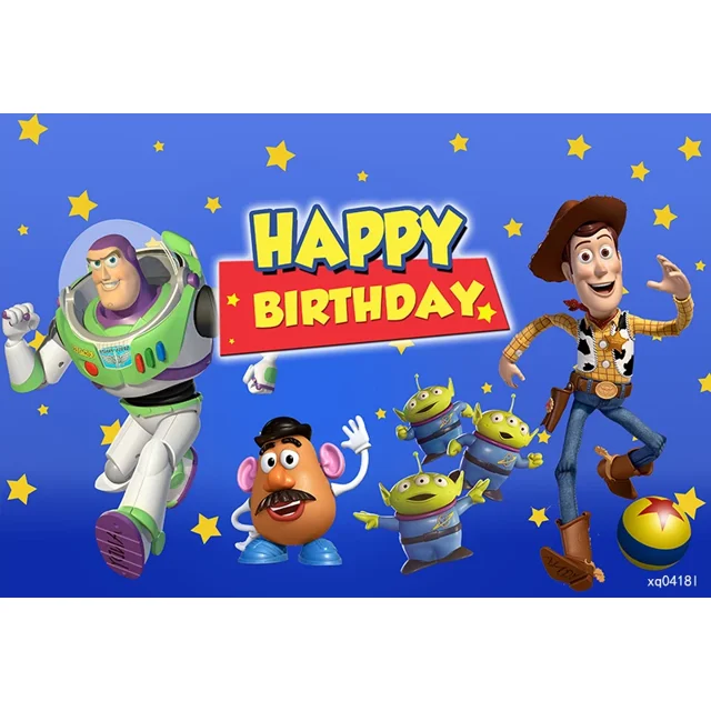 Happy Birthday Banner Backdrop 7x5FT Toy Story Clouds Background for ...
