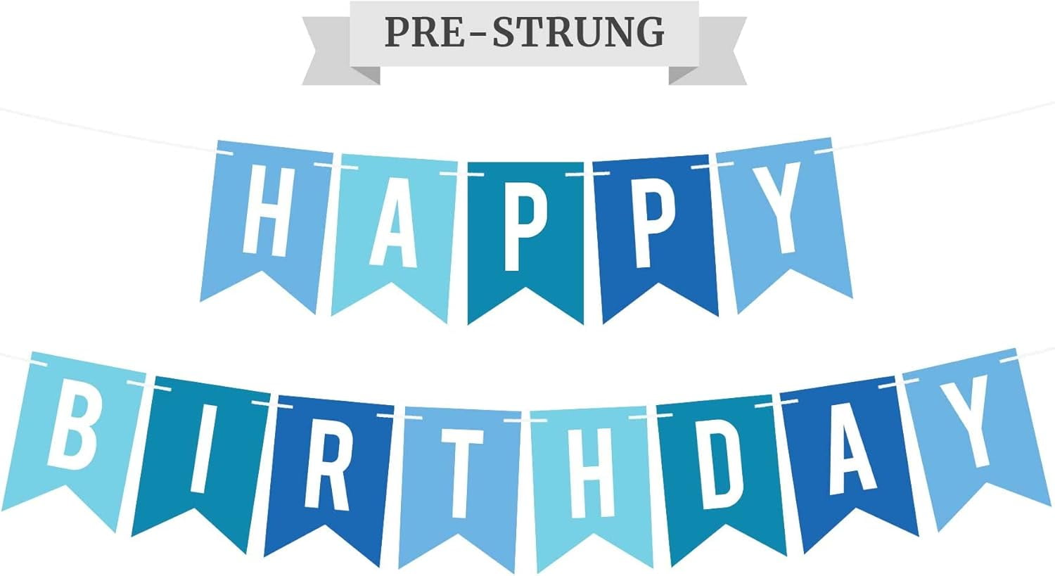 Happy Birthday Banner - - Blue Birthday Party Banner - on 6 ft Strands ...