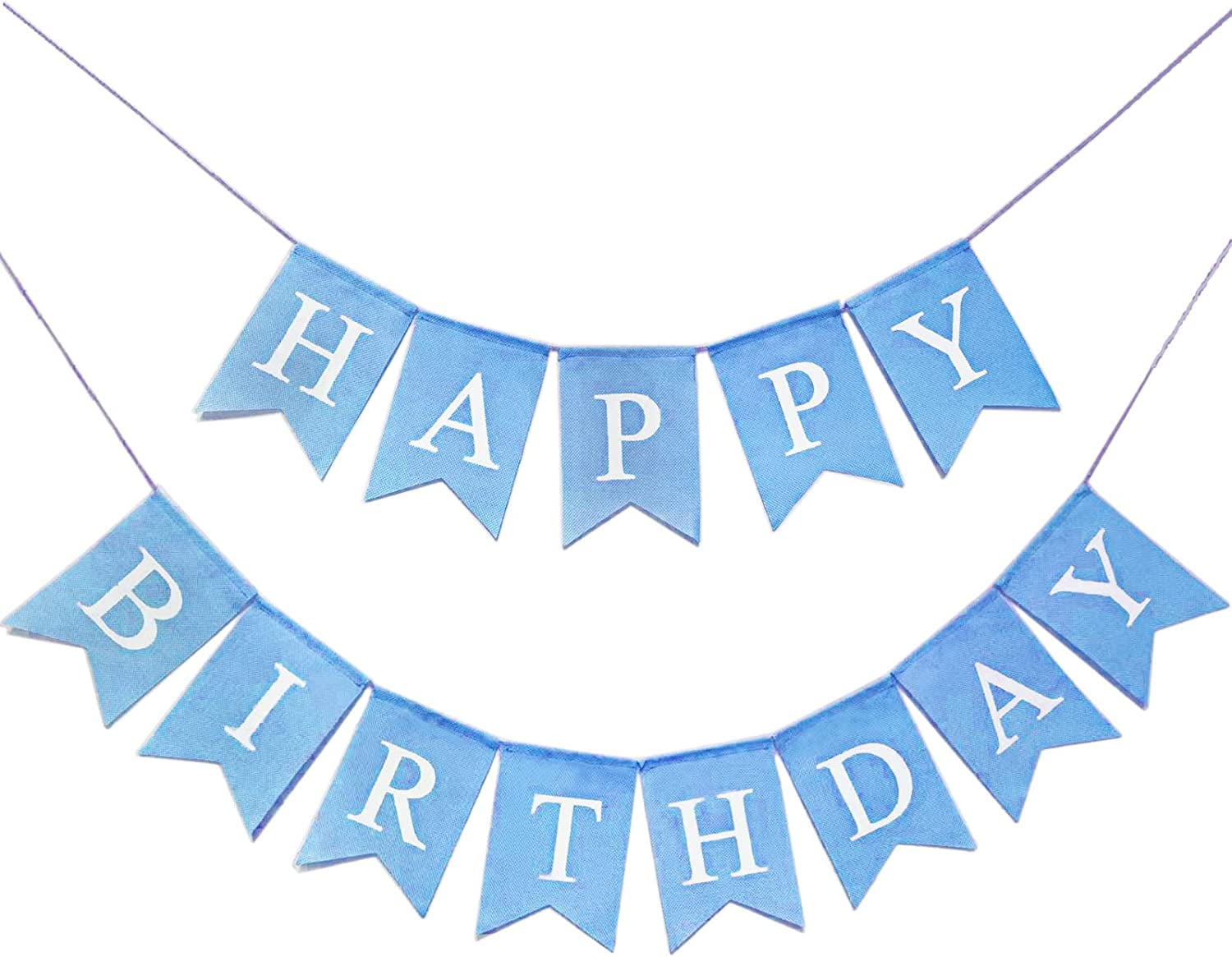 Happy Birthday Banner Blue, Prestrung Reusable Birthday Banner Sign for ...