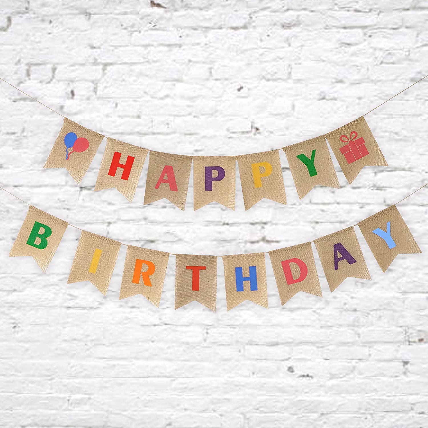 Happy Birthday Banner Birthday Burlap Banner Colorful Rainbow Bunting ...