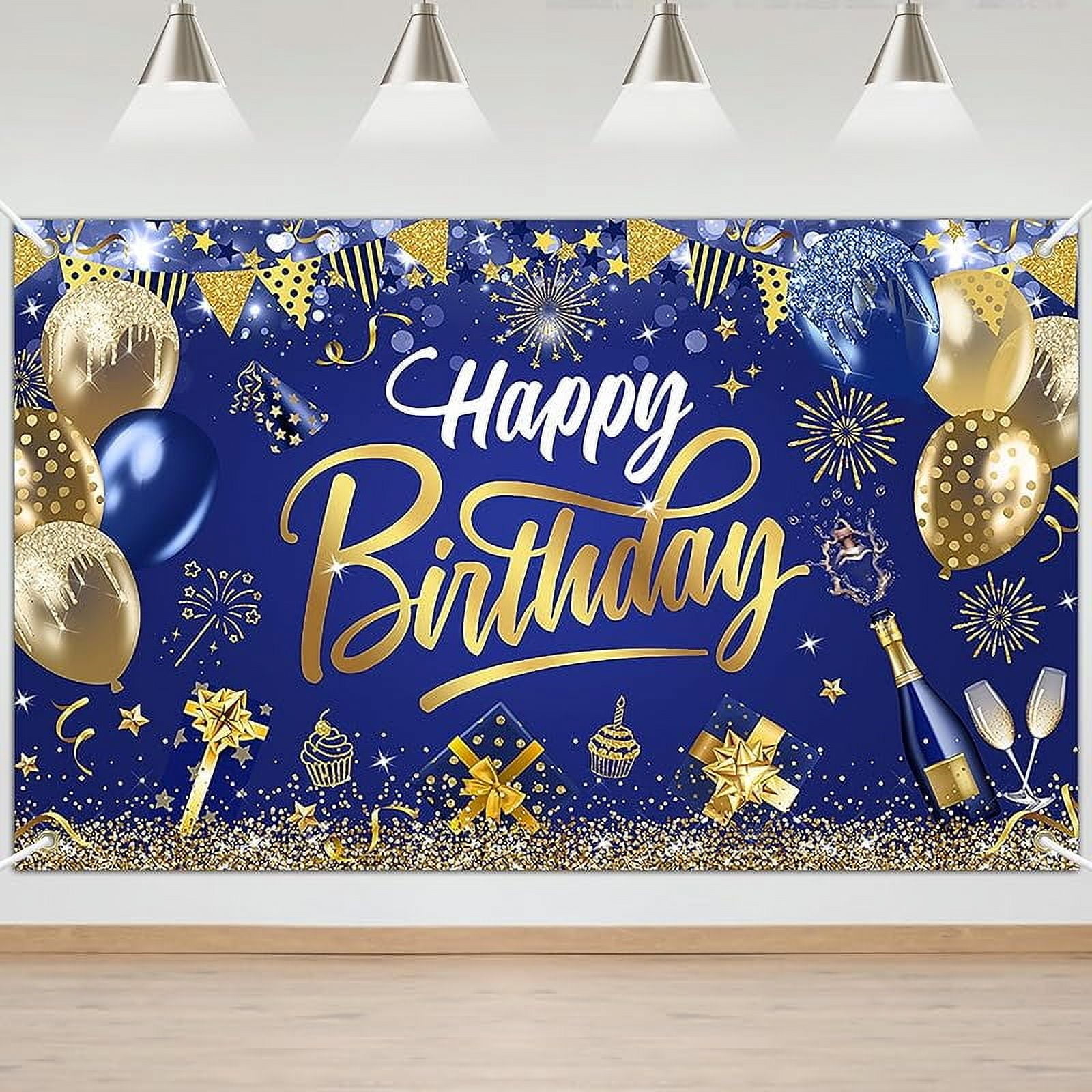 Happy Birthday Banner Green and Gold Happy Birthday Backdrops Party Decorations Photo Background ...
