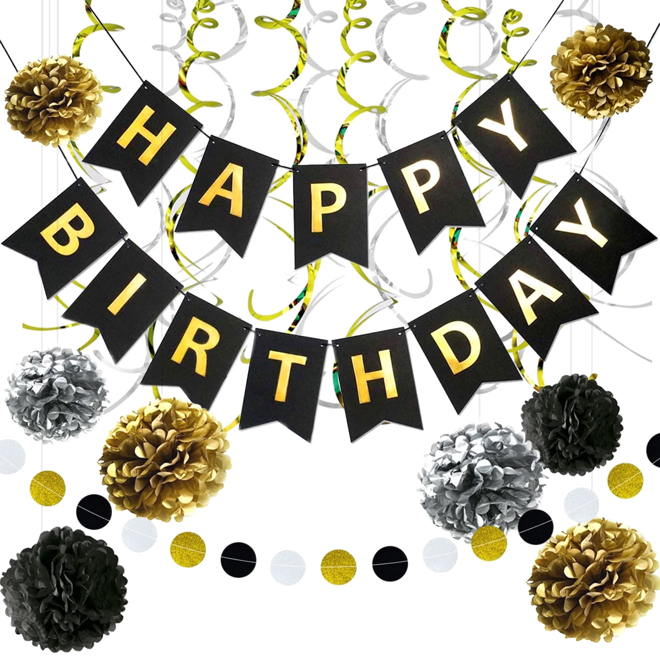 Happy Birthday Banner Kit - Birthday Decorations - 1 Bday Banner, 9 ...