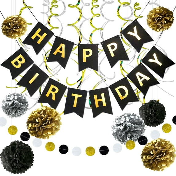 Happy Birthday Banner Kit - Birthday Decorations - 1 Bday Banner, 9 ...