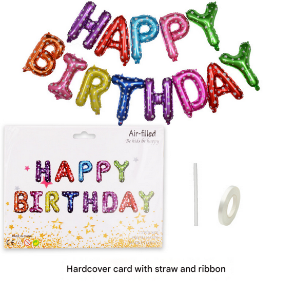 Happy Birthday Banner Mylar Letter Balloon 3D Colorful Party ...