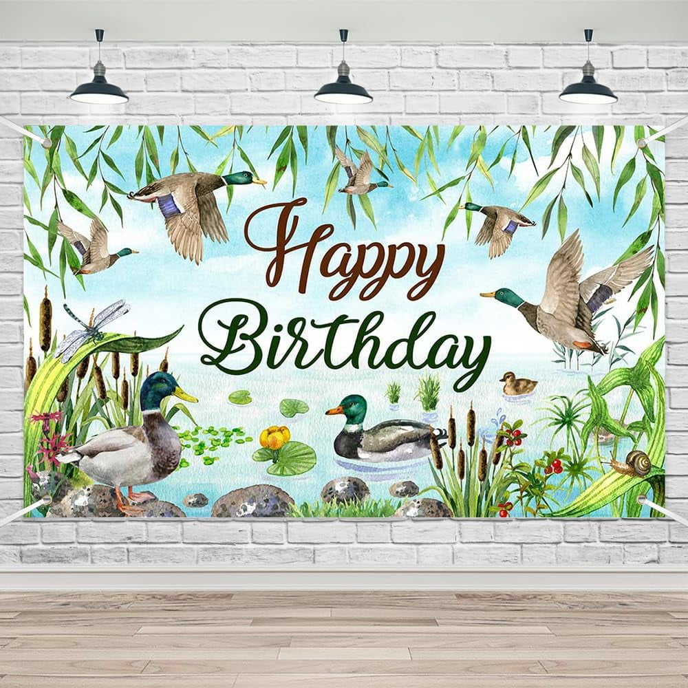 Happy Birthday Banner - Nature-Themed Banner with Ducks and Water ...